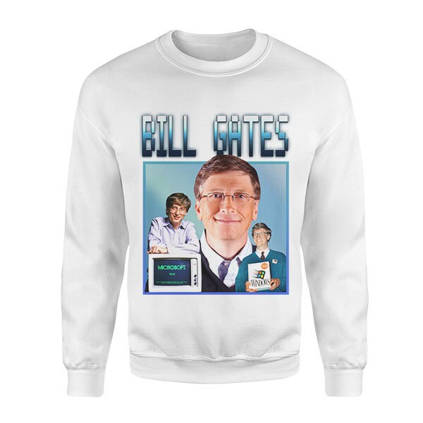 BILL GATES Homage Sweatshirt, Preppy Unisex Sweater, Funny 90s Style ...
