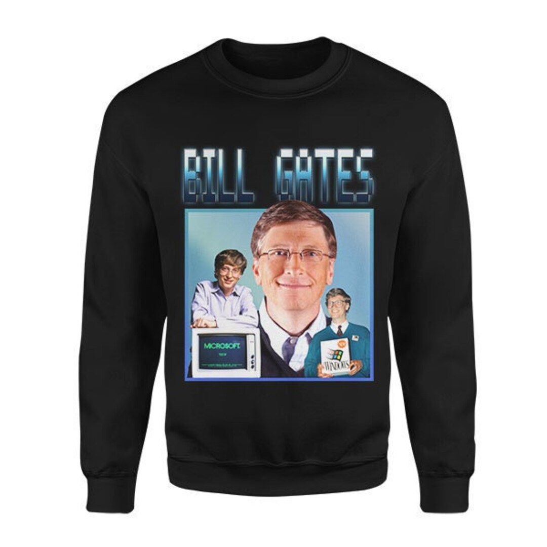 BILL GATES Homage Sweatshirt, Preppy Unisex Sweater, Funny 90s Style ...
