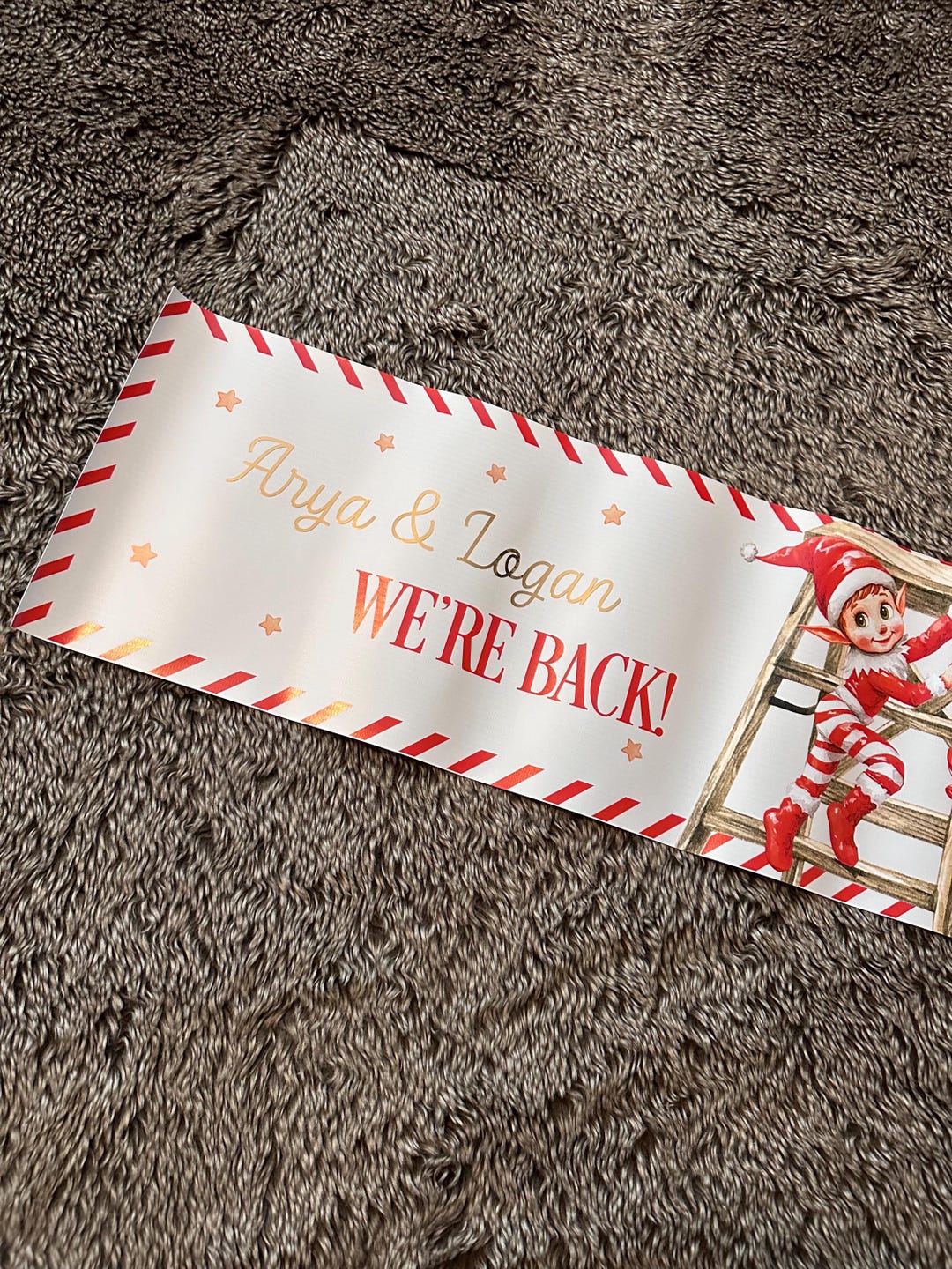 Personalised PVC Elf Banner | We’re Back Banner | I’m Back Banner ...
