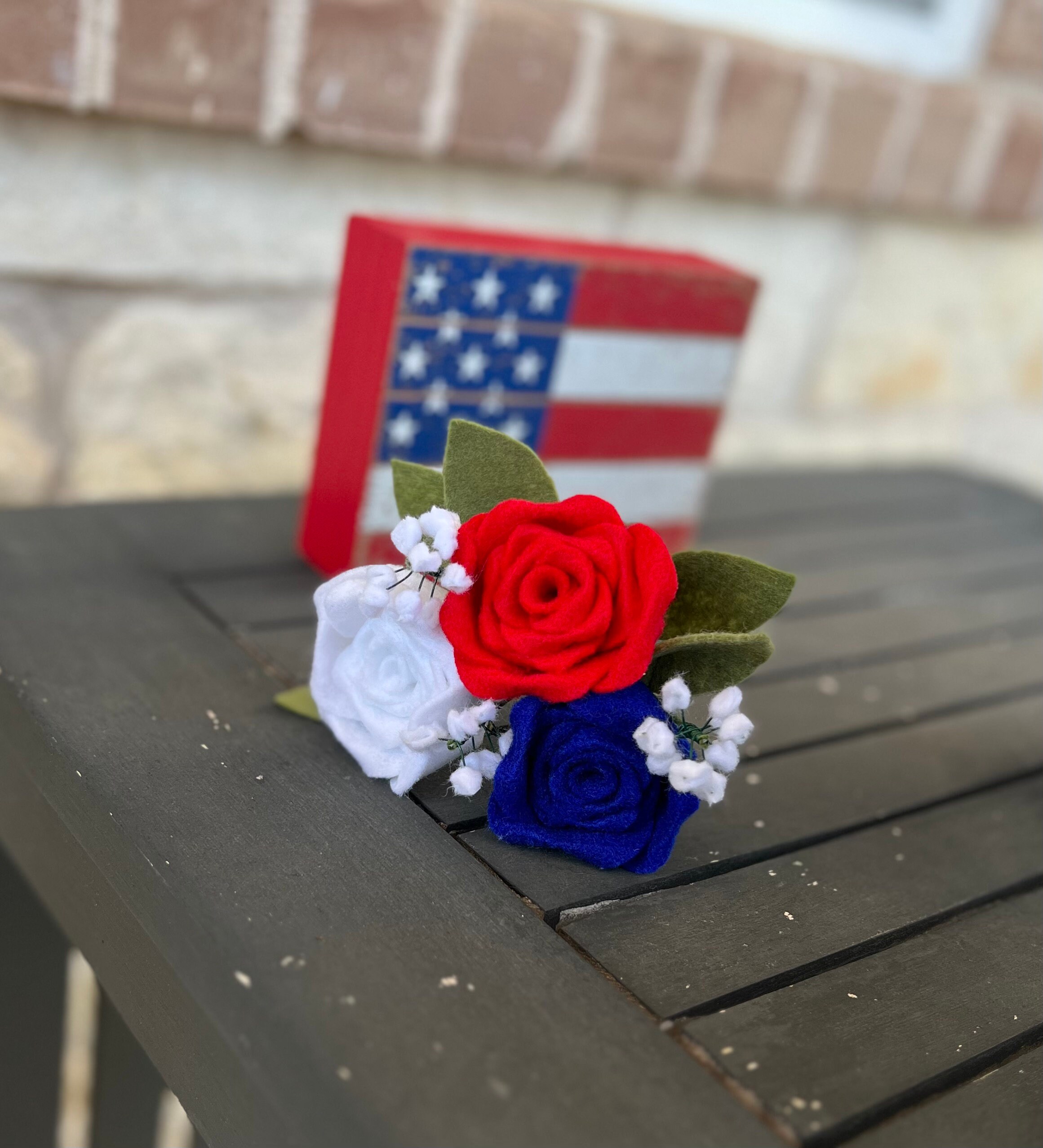 Memorial Day Roses Babys Breath Felt Flowers 4th of July - Etsy
