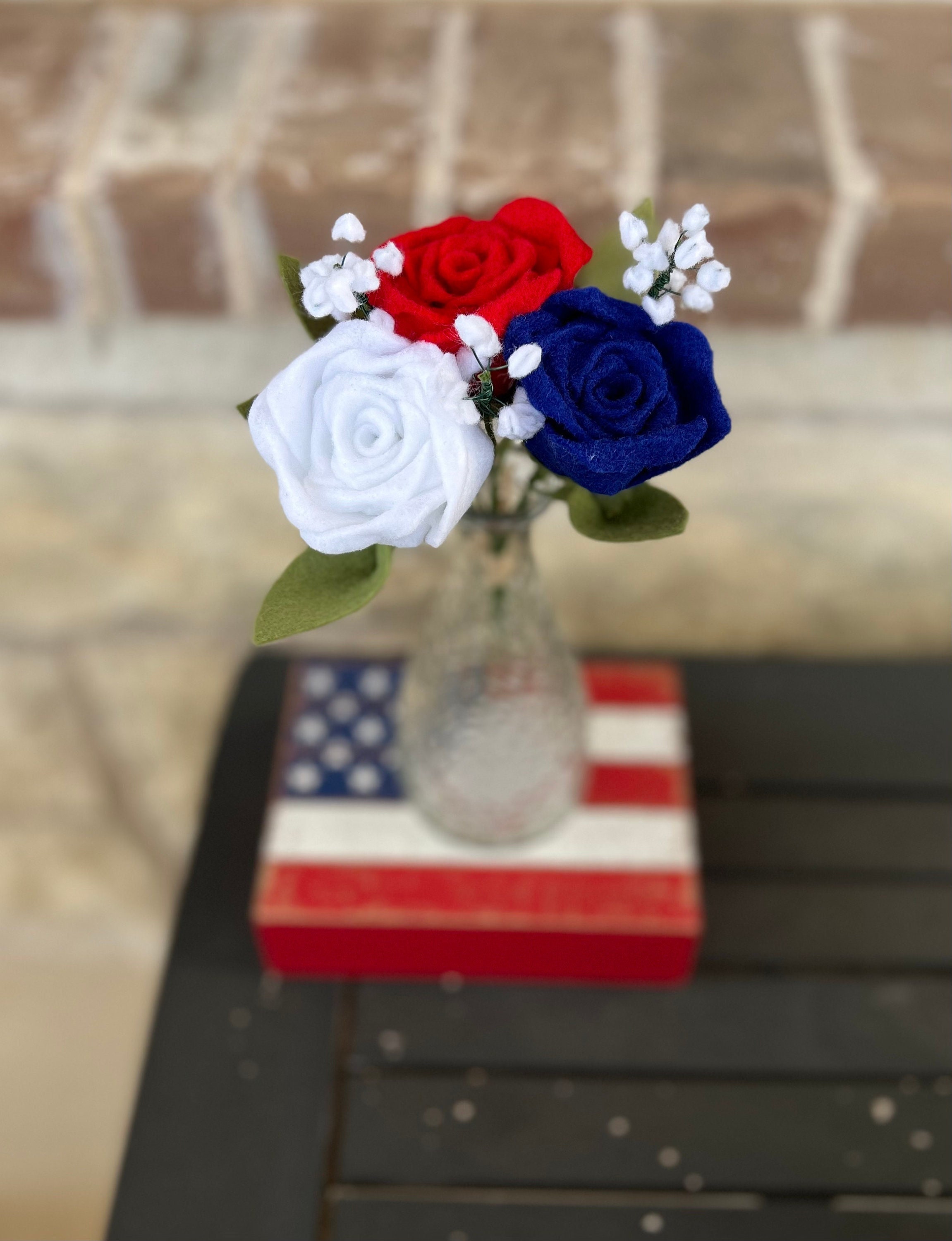 Memorial Day Roses Babys Breath Felt Flowers 4th of July - Etsy