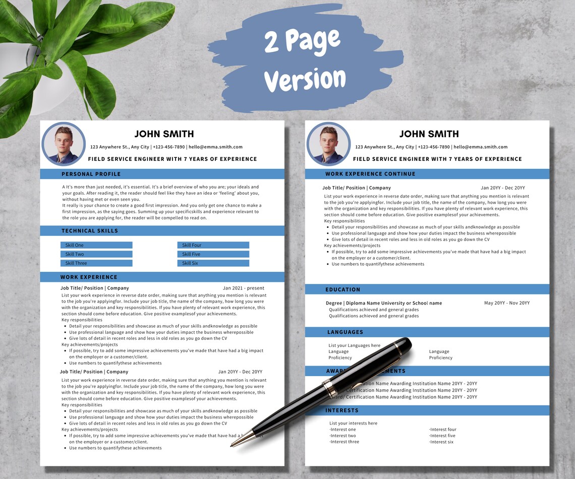 CV, Resume Template, Professional Modern Resume Template for Word Pages ...