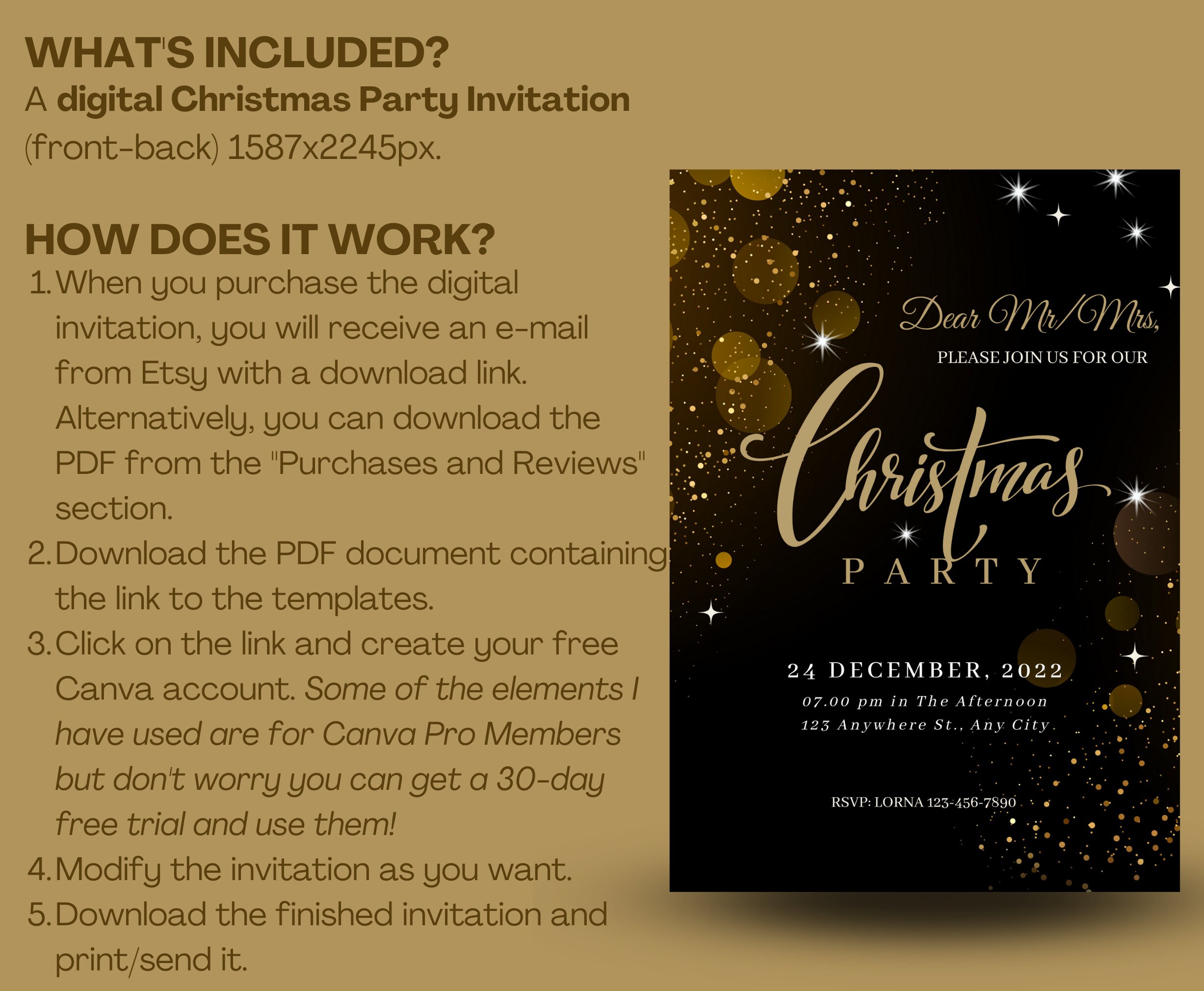 Digital Christmas Party Invitation | Editable Party Invitation ...