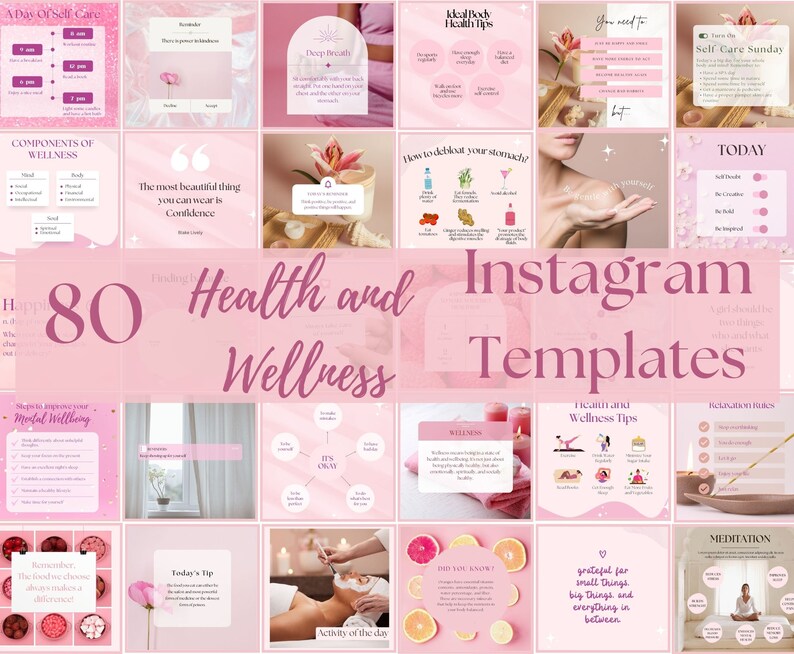 Health and Wellness Instagram Templates, Wellness and Mental Health ...