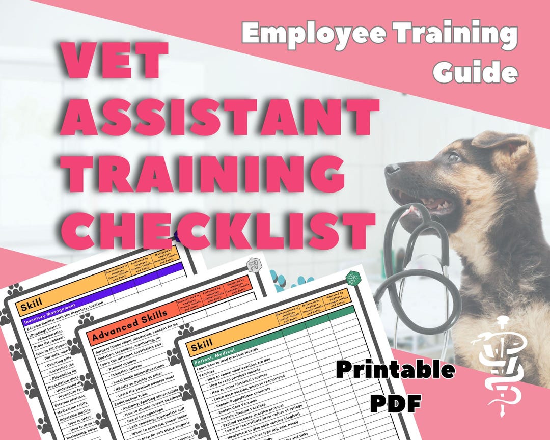 Vet Assistant VA Skills Checklist | Employee Training for Veterinary ...