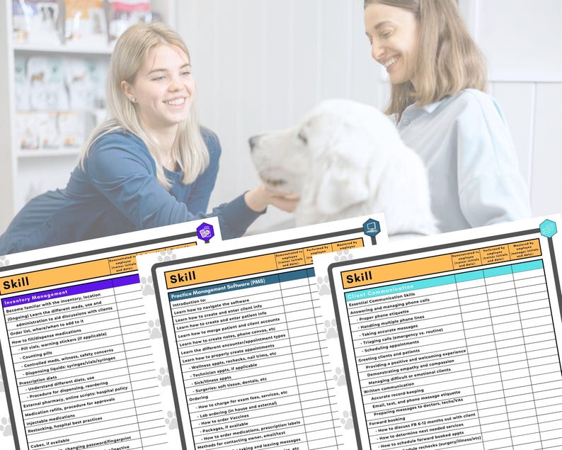 Vet Assistant and Receptionists Skills Checklists Bundle | Training for ...
