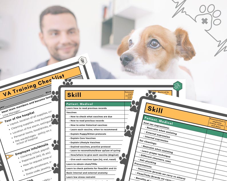 Vet Assistant and Receptionists Skills Checklists Bundle | Training for ...