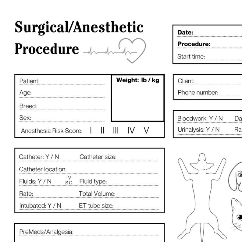 Veterinary Minor Surgical Anesthetic Procedure Form | Vet Clinic ...