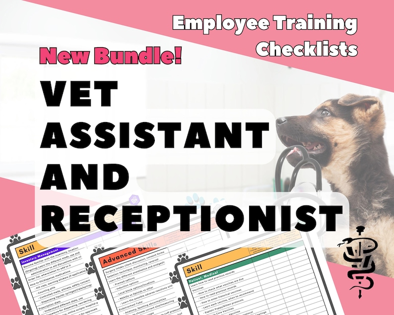 Vet Assistant and Receptionists Skills Checklists Bundle | Training for ...