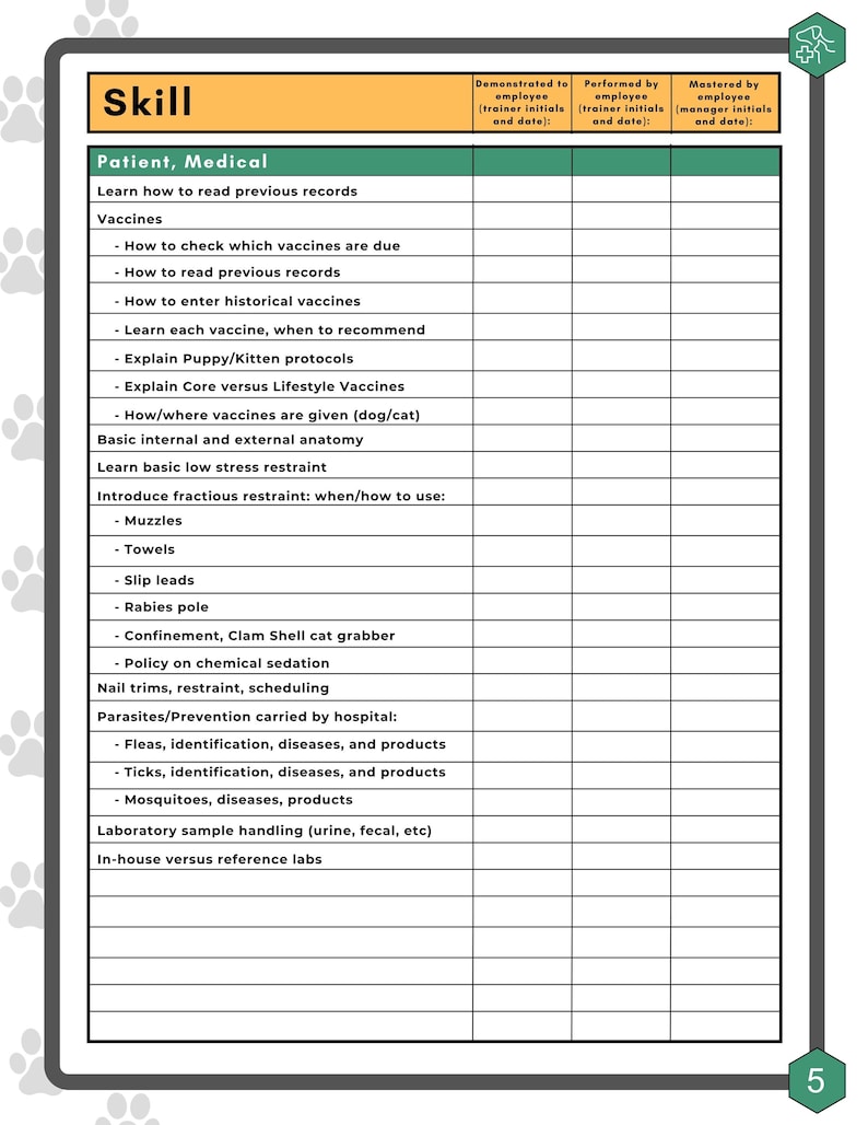 Vet Reception Skills and Tasks Checklist | Training Guide for ...