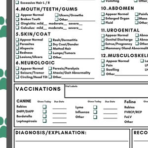 New! Expanded Physical Exam Form With More Sections | Veterinary ...