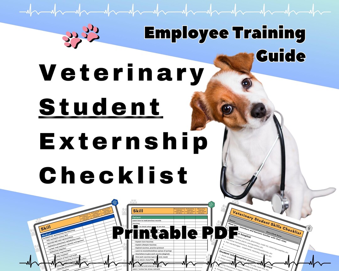 Veterinary Student Extern Skills and Tasks Checklist | Training Guide ...