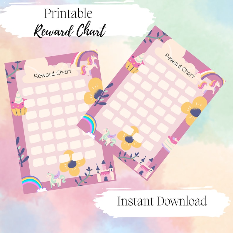 Unicorn Themed Chart, Reward Chart for Kids, Behaviour Chart for ...