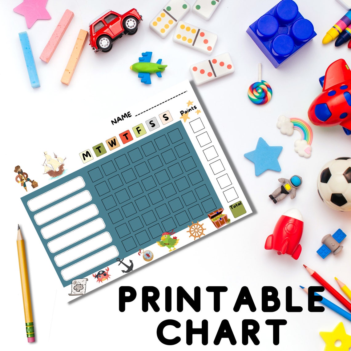 Chore Chart, Pirate Theme, Kids Chore Chart, Chore Chart Printable ...