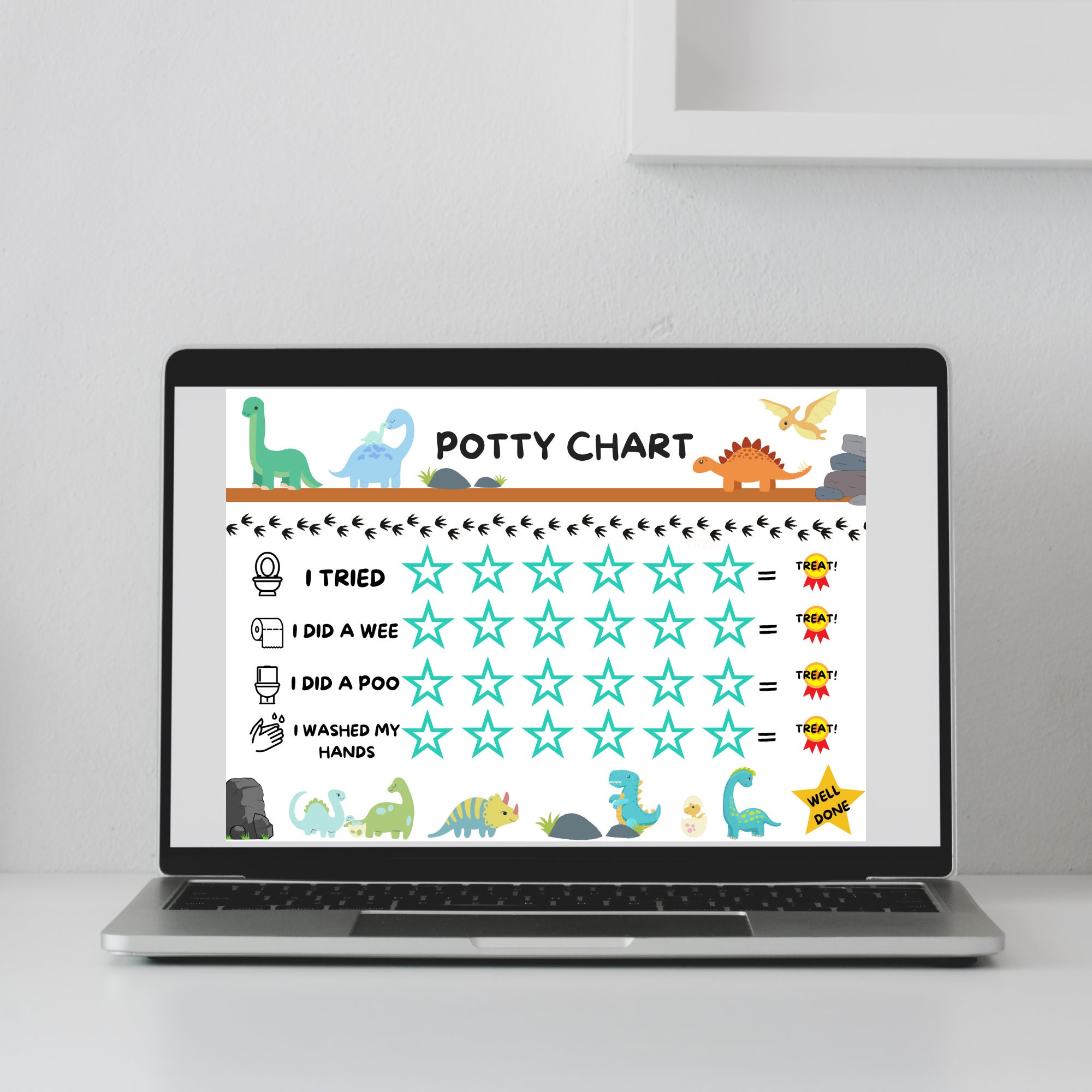 Potty Chart, Printable Potty Chart, Dinosaur Theme, Reward Chart ...