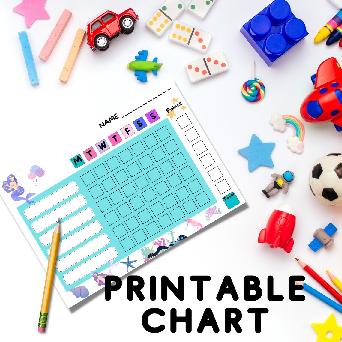 Chore Chart, Mermaid Theme, Kids Chore Chart, Chore Chart Printable ...