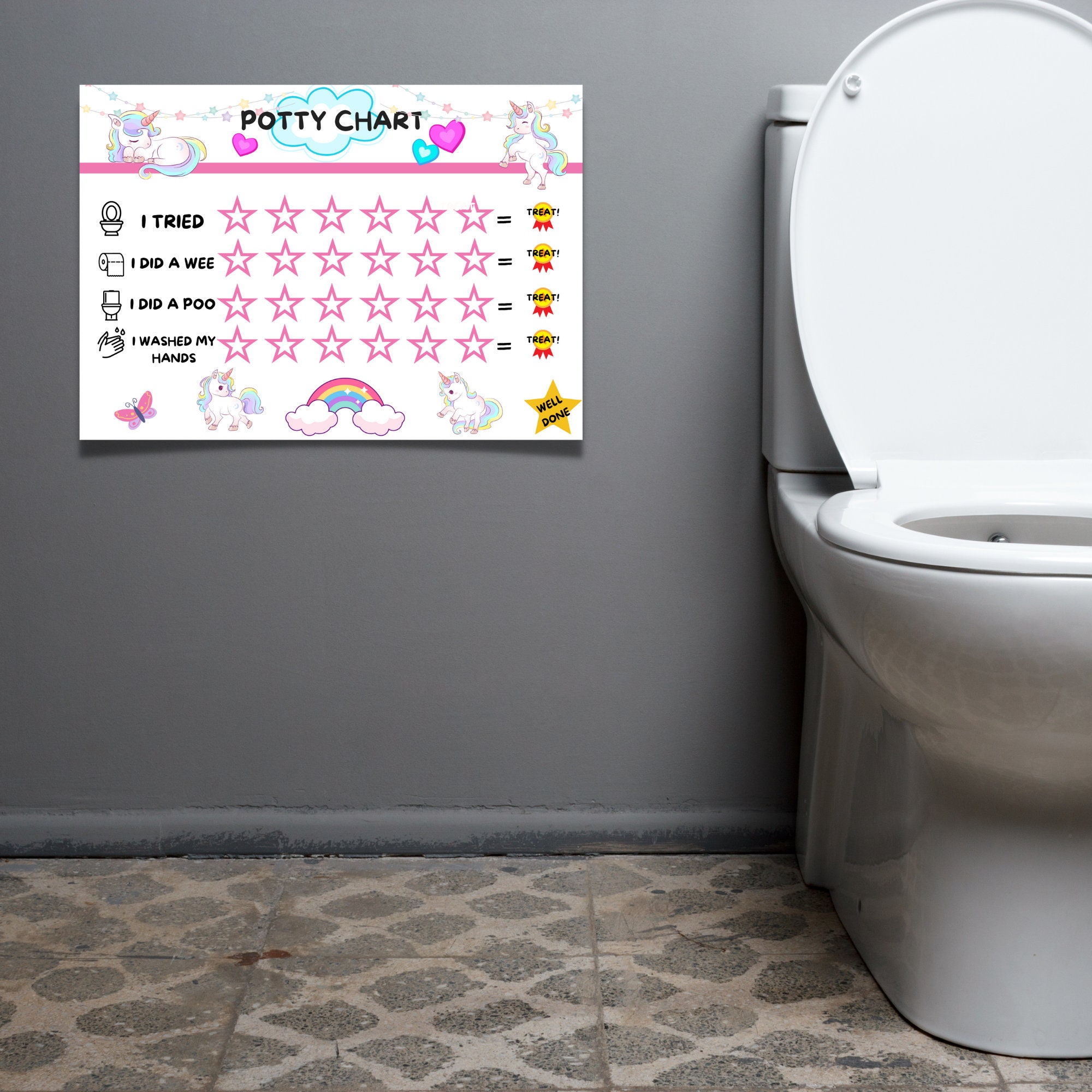 Potty Chart Printable Potty Chart Unicorn Theme Reward - Etsy