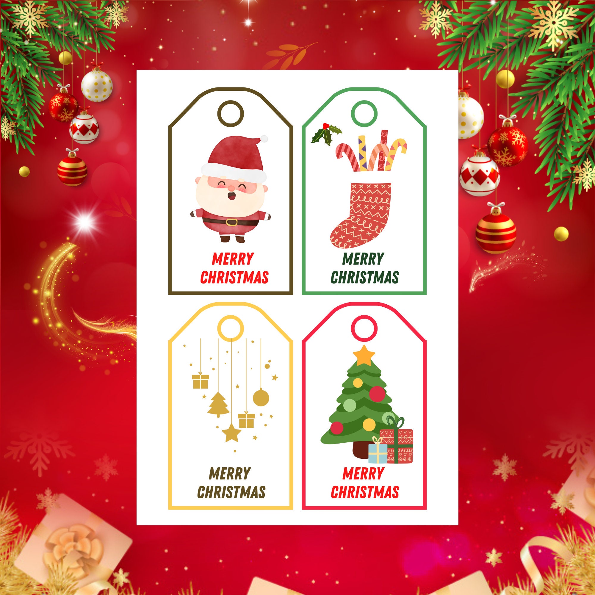 Printable Santa Gift Tags, Christmas Gift Tags, Personalised Gift Tag ...