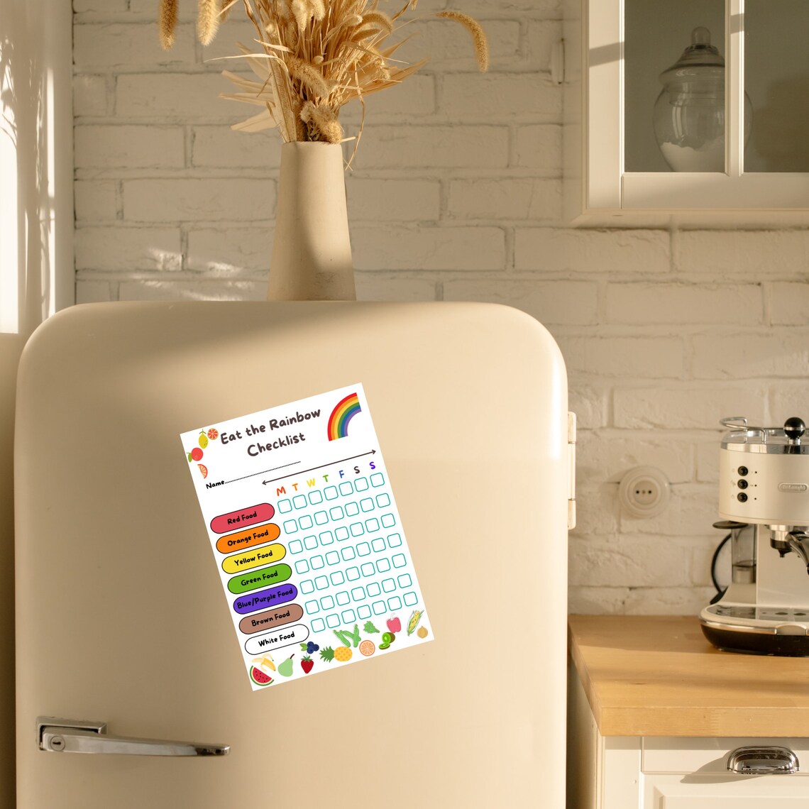 Eat the Rainbow Printable Chart, Kids Nutrition, Healthy Food Tracker ...