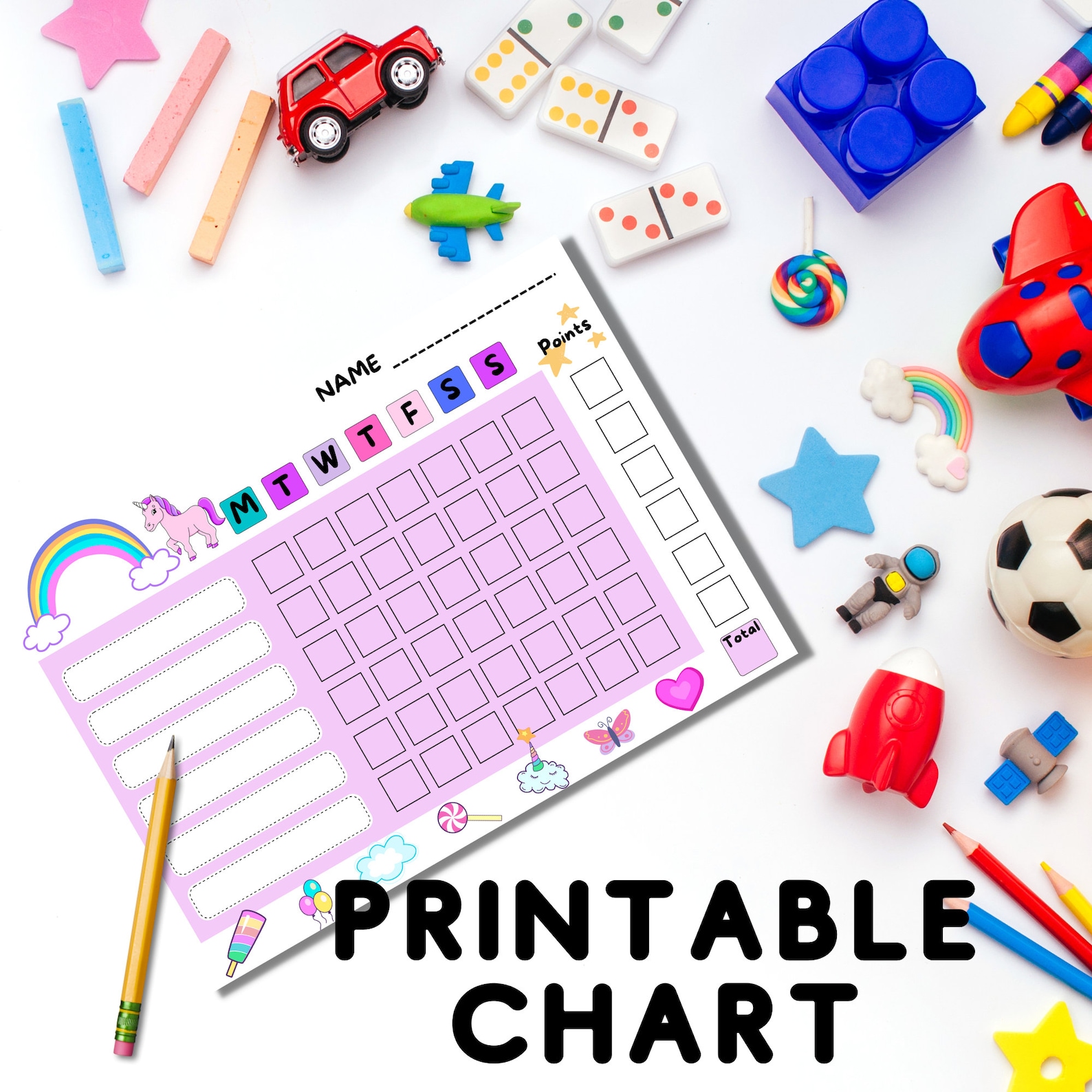 Chore Chart, Unicorn Theme, Kids Chore Chart, Chore Chart Printable ...