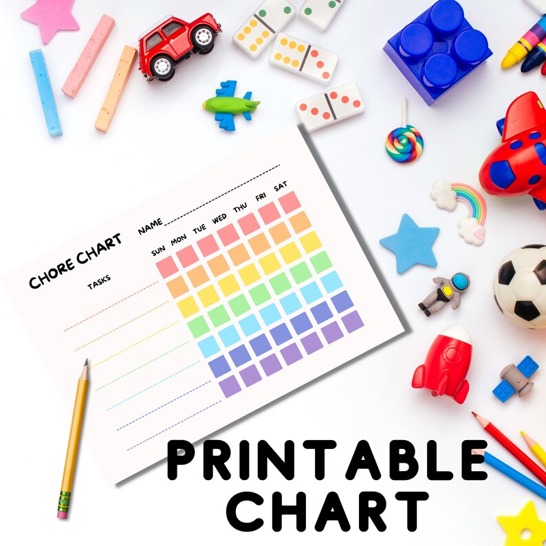 Chore Chart, Rainbow Theme, Kids Chore Chart, Chore Chart Printable ...