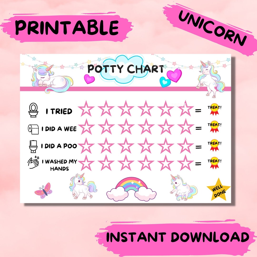 Potty Chart, Printable Potty Chart, Unicorn Theme, Reward Chart, Toilet ...