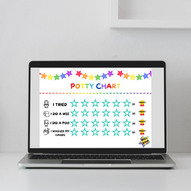 Potty Chart, Printable Potty Chart, Rainbow Theme, Reward Chart, Toilet ...