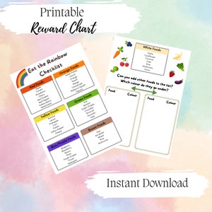 Eat the Rainbow Printable Chart, Kids Nutrition, Healthy Food Tracker ...
