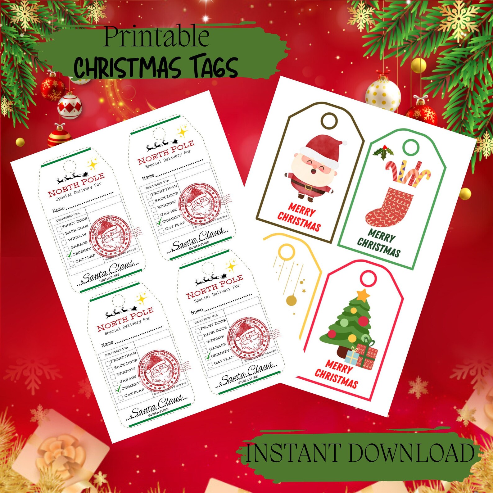 Printable Santa Gift Tags, Christmas Gift Tags, Personalised Gift Tag ...