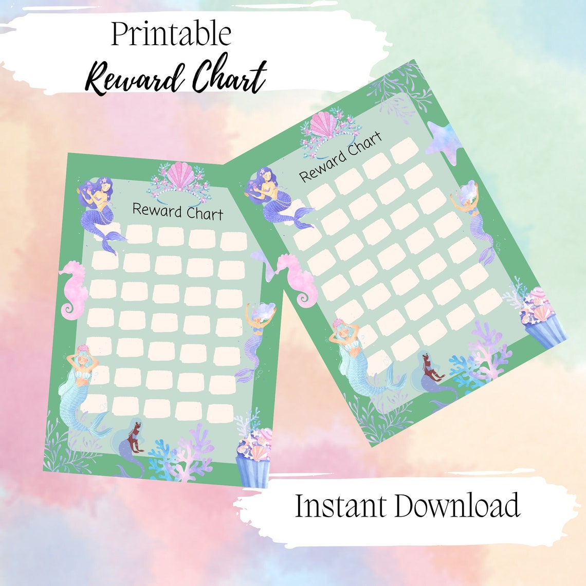 Mermaid Themed Chart, Reward Chart for Kids, Behaviour Chart for ...