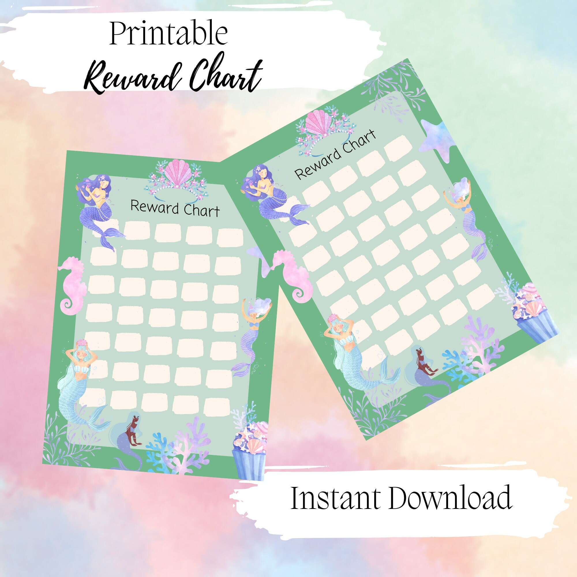 Mermaid Themed Chart, Reward Chart for Kids, Behaviour Chart for ...