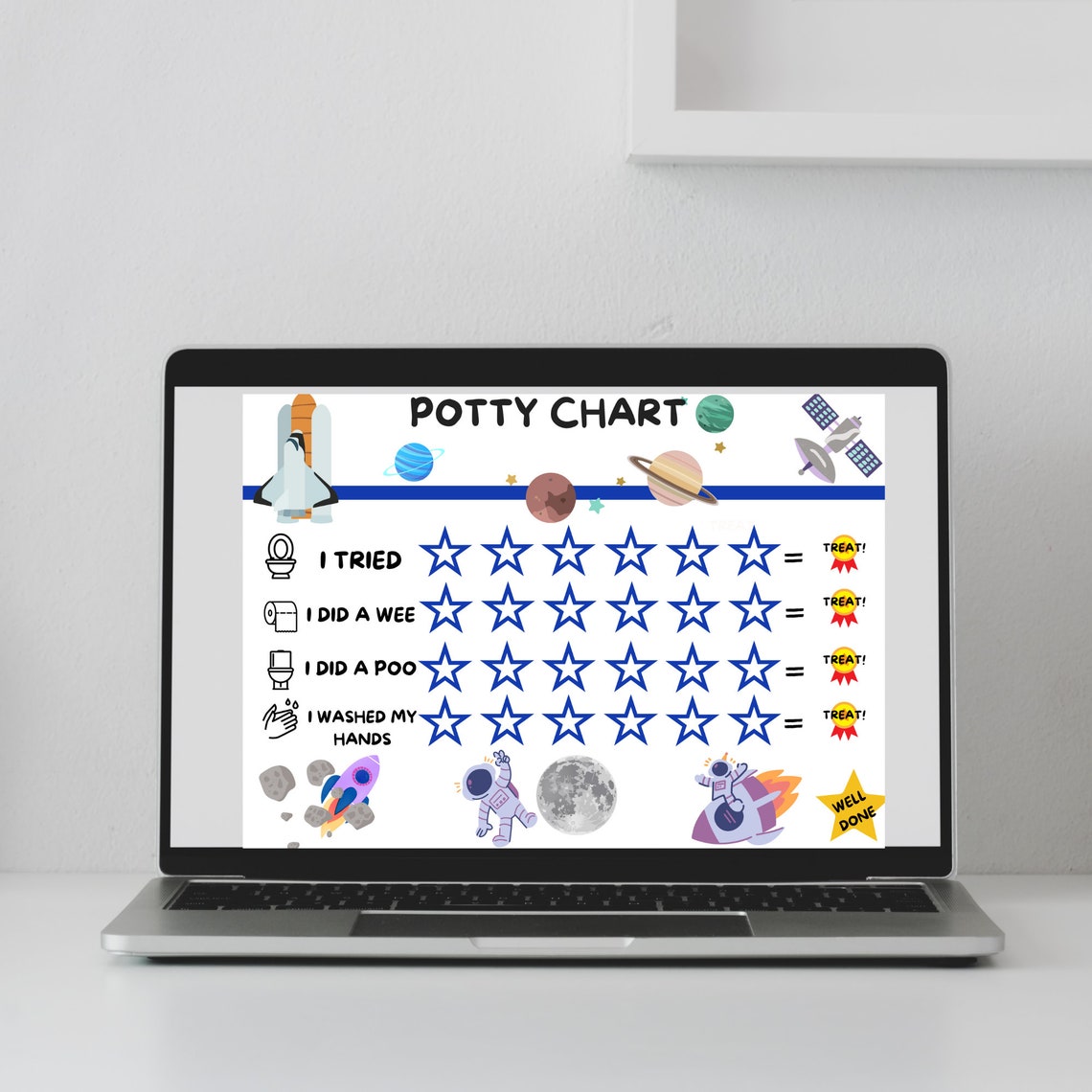 Potty Chart, Printable Potty Chart, Space Theme, Reward Chart, Toilet ...