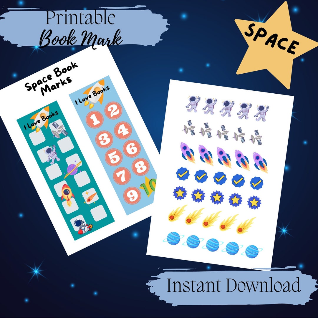 Space Bookmark, Printable Bookmarks for Kids, Instant Download ...