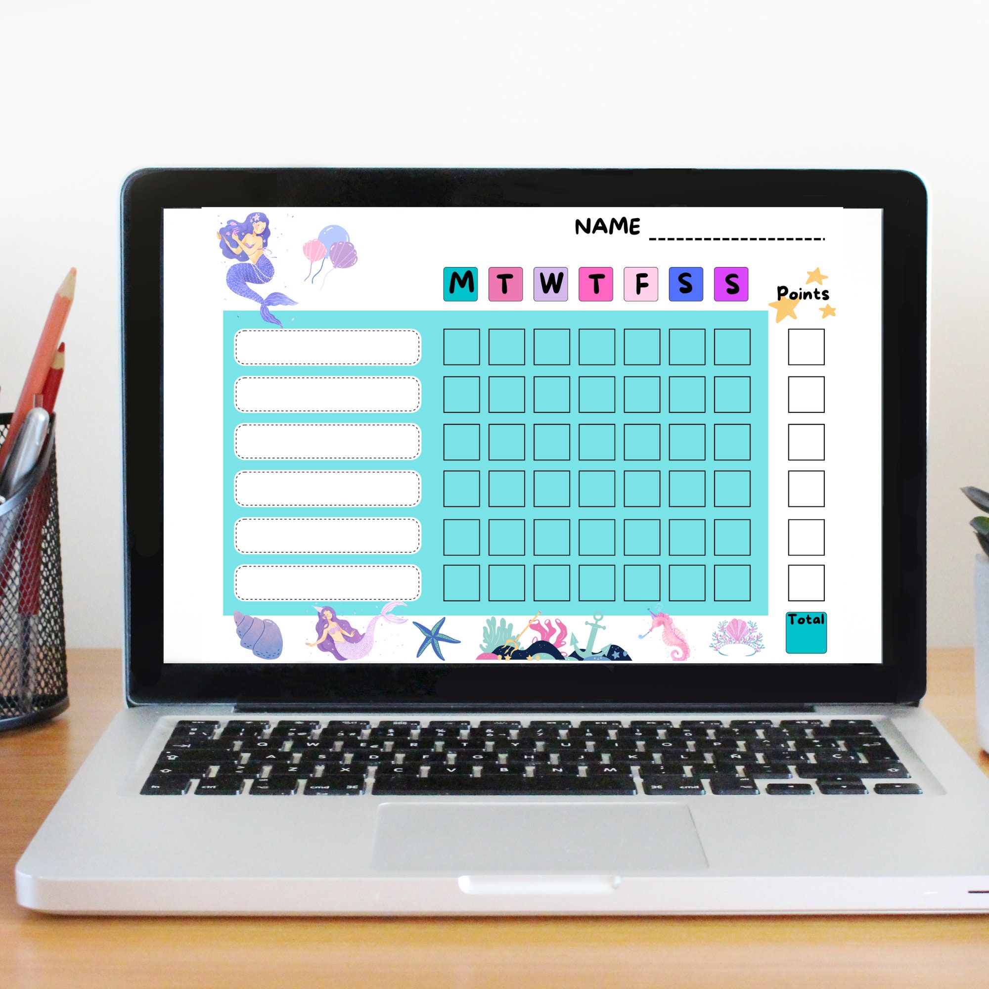 Chore Chart, Mermaid Theme, Kids Chore Chart, Chore Chart Printable ...