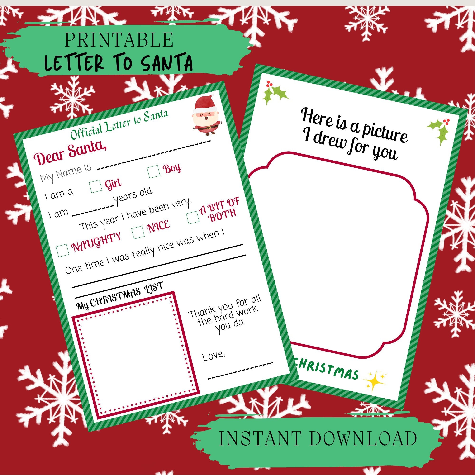 Carta a Santa, Carta de Santa, Carta a Santa Imprimible, Descarga ...