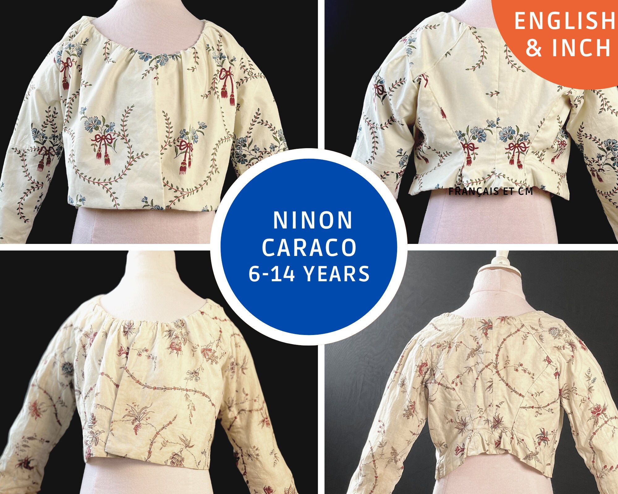 18th Century Children's Caraco Pattern Size 6/14 French Provence ...