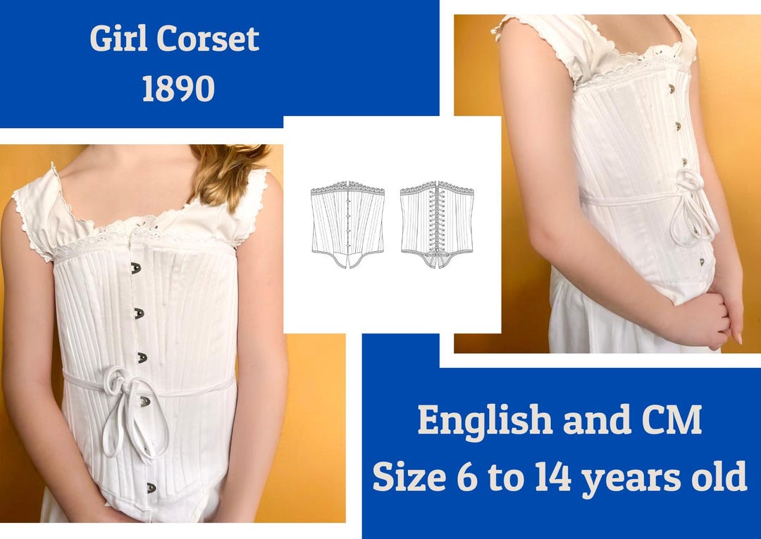 Pattern Victorian Girl Corset 1890, 6 to 14 Years Old, A4 & A0, Bodice ...