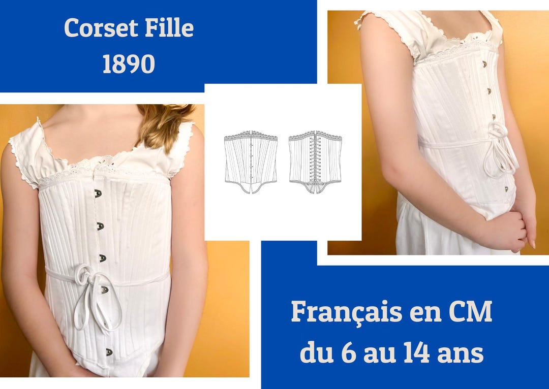 Pattern Victorian Girl Corset 1890, 6 to 14 Years Old, A4 & A0, Bodice ...