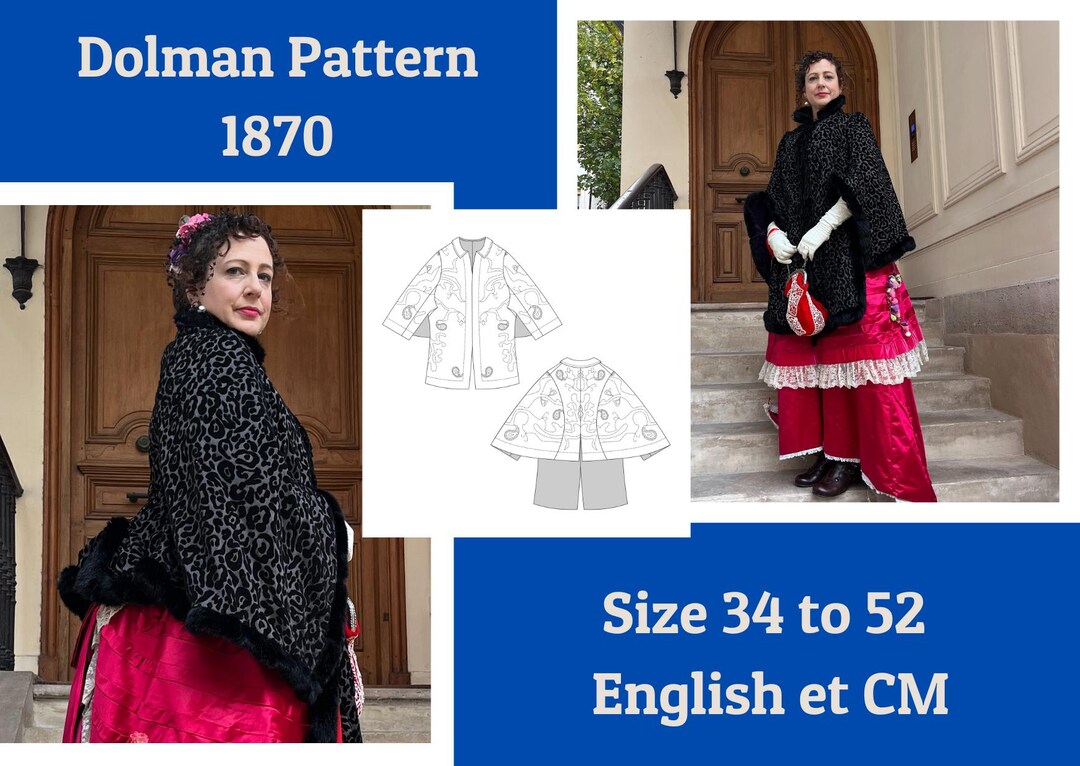 1870 Dolman Pattern, Digital Pattern for Woman Size 34-52, Visite, Cap ...
