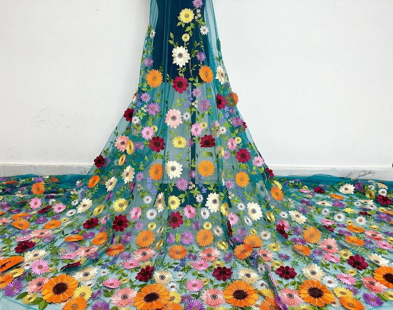 Colorful Floral Fabric,3d Floral Fabric,tulle Fabric,mesh Fabric,for ...