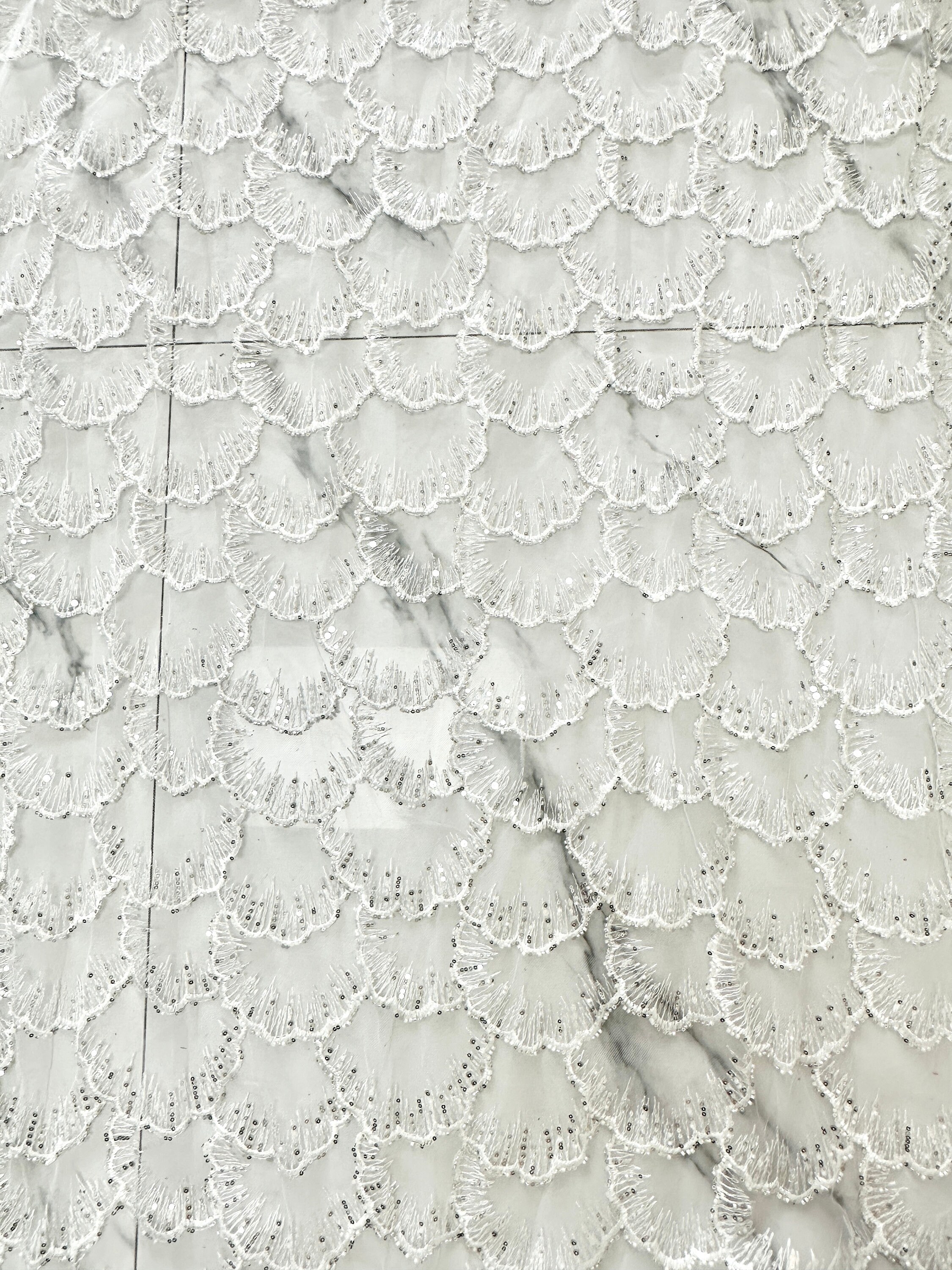 White Sequin Fish Scale Fabricbeaded Fabricglitter - Etsy