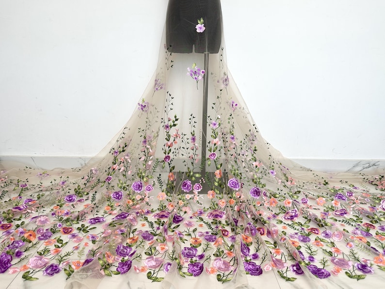 Embroidered Flower Tulle Fabric,floral Mesh Fabric,evening Dresses ...