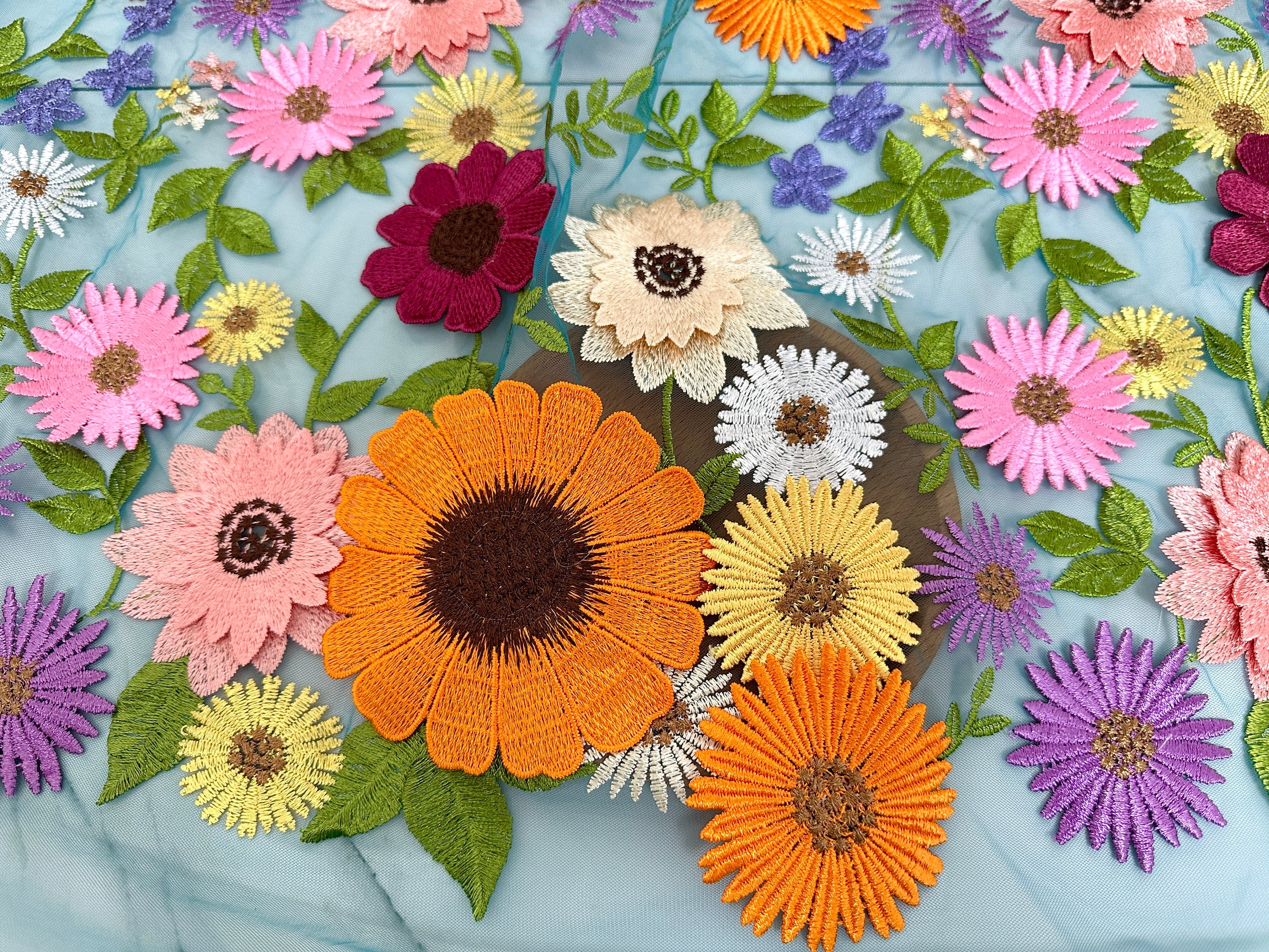 Colorful Floral Fabric,3d Floral Fabric,tulle Fabric,mesh Fabric,for ...