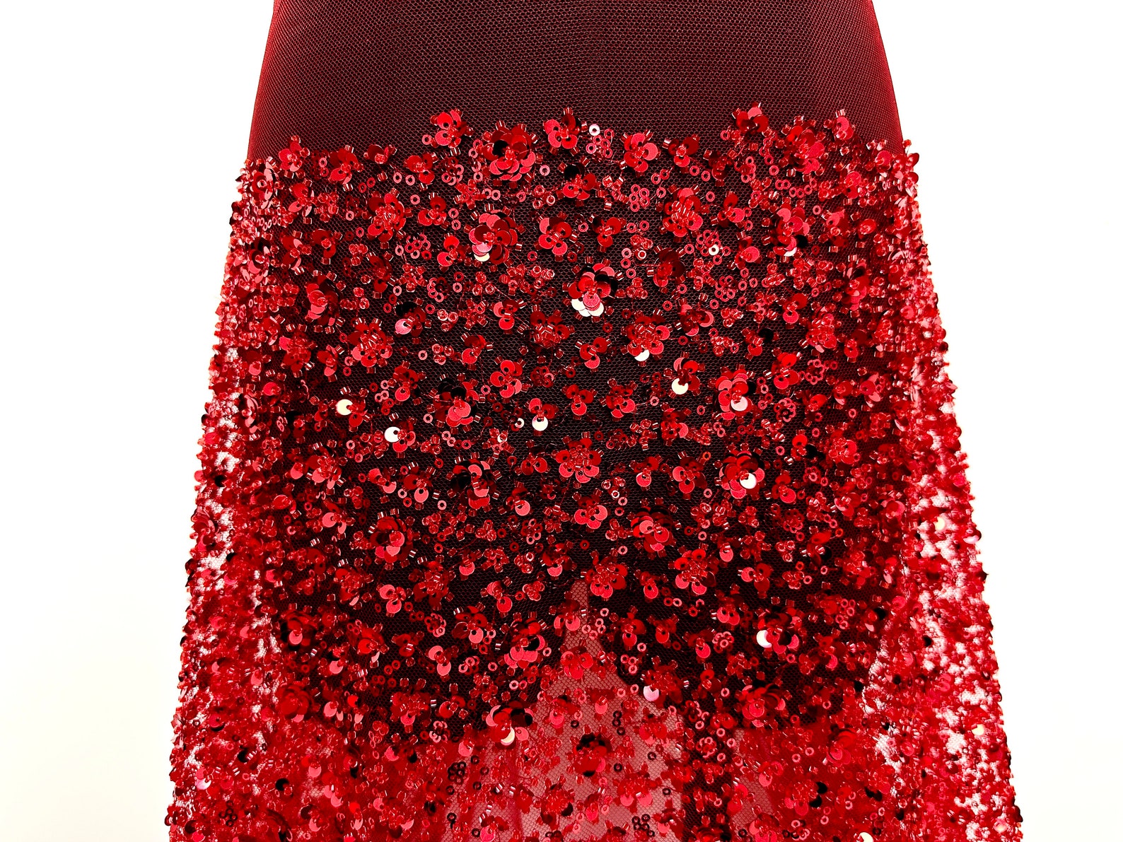 Red 3D Heavy Sequin Floral Lace Fabric,beaded Lace Fabric,mesh Fabric ...