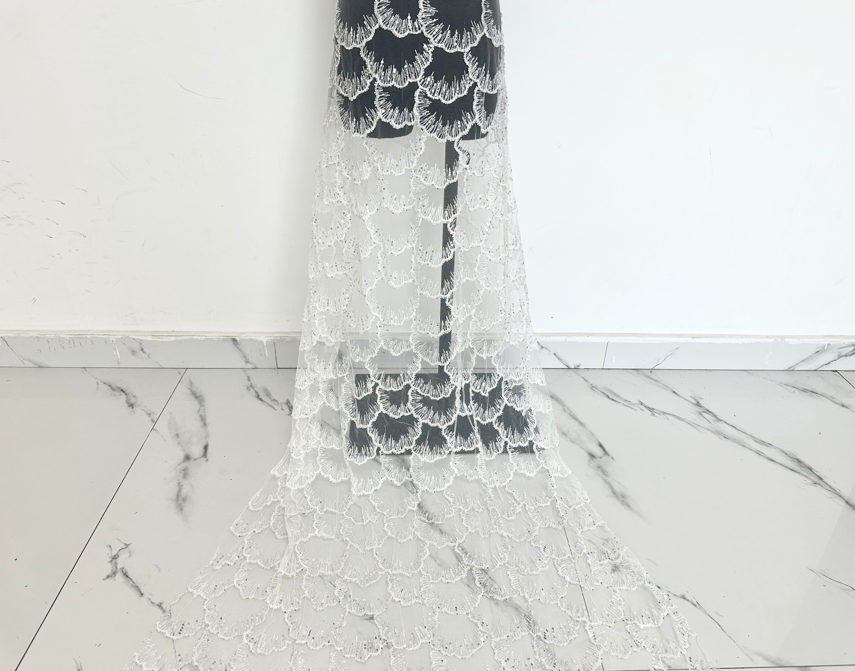 White Sequin Fish Scale Fabricbeaded Fabricglitter - Etsy