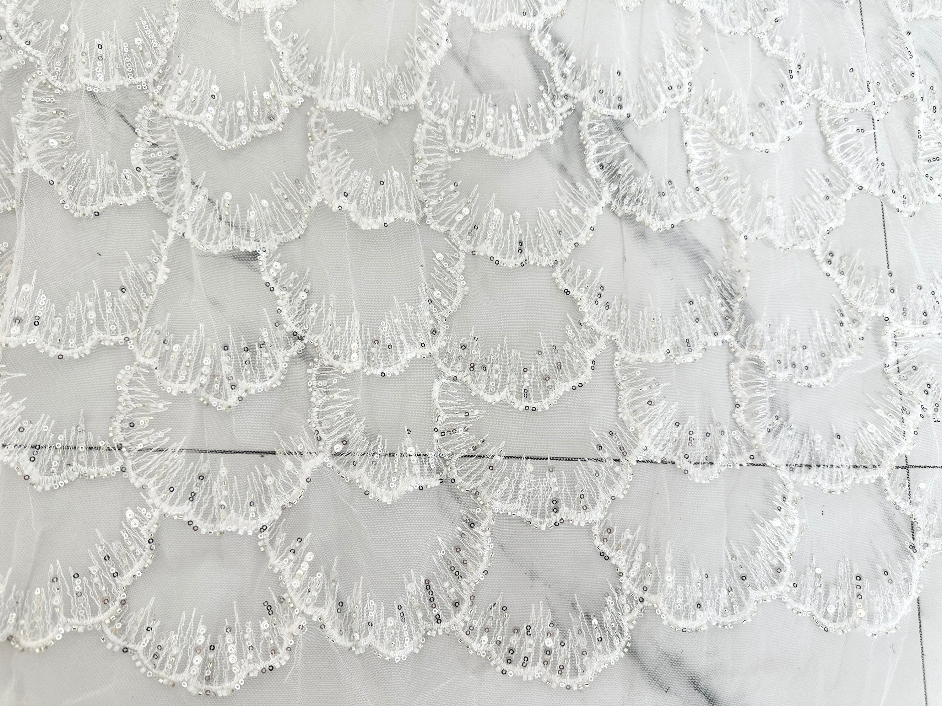 White Sequin Fish Scale Fabricbeaded Fabricglitter - Etsy