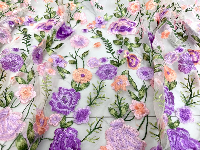 Embroidered Flower Tulle Fabric,floral Mesh Fabric,evening Dresses ...