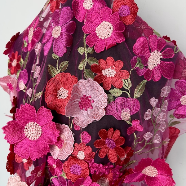 Red 3d Fabric Flowers - Etsy