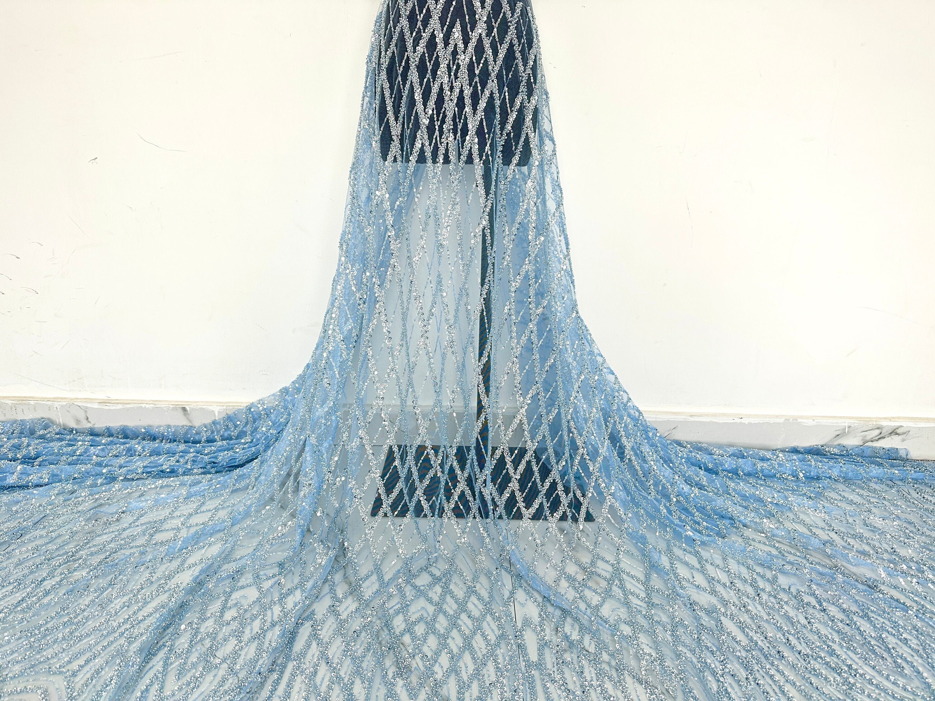 Gorgeous Cobweb Sequin Mesh Fabric, Heavy Beaded Lace Fabric, DIY ...