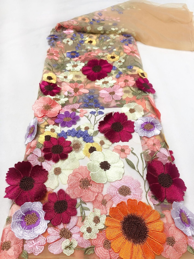 Black 3D Flower Lace Tulle Fabric,mesh Fabric,embroidery Lace Fabric ...